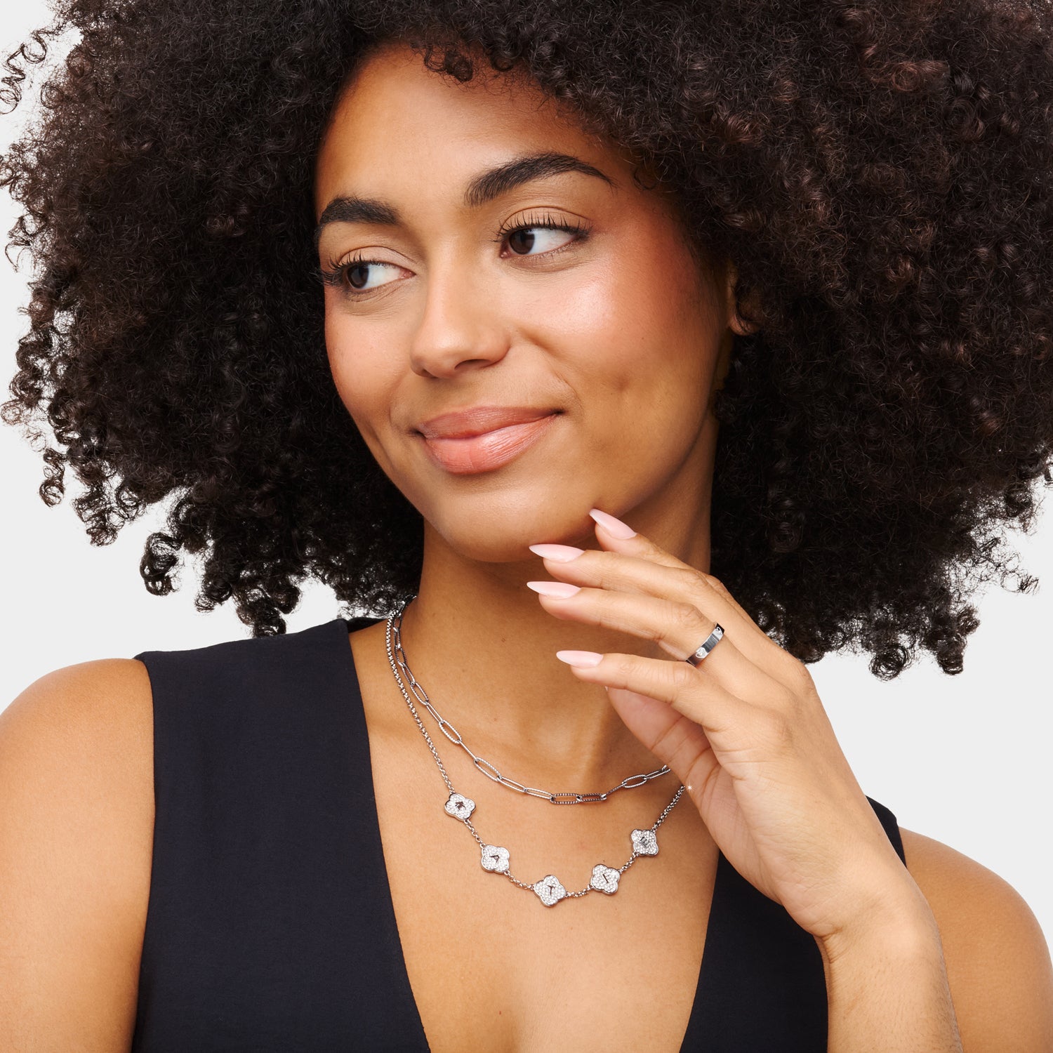 Shimmer Pavé Clover Necklace (Silver) – Abbott Lyon