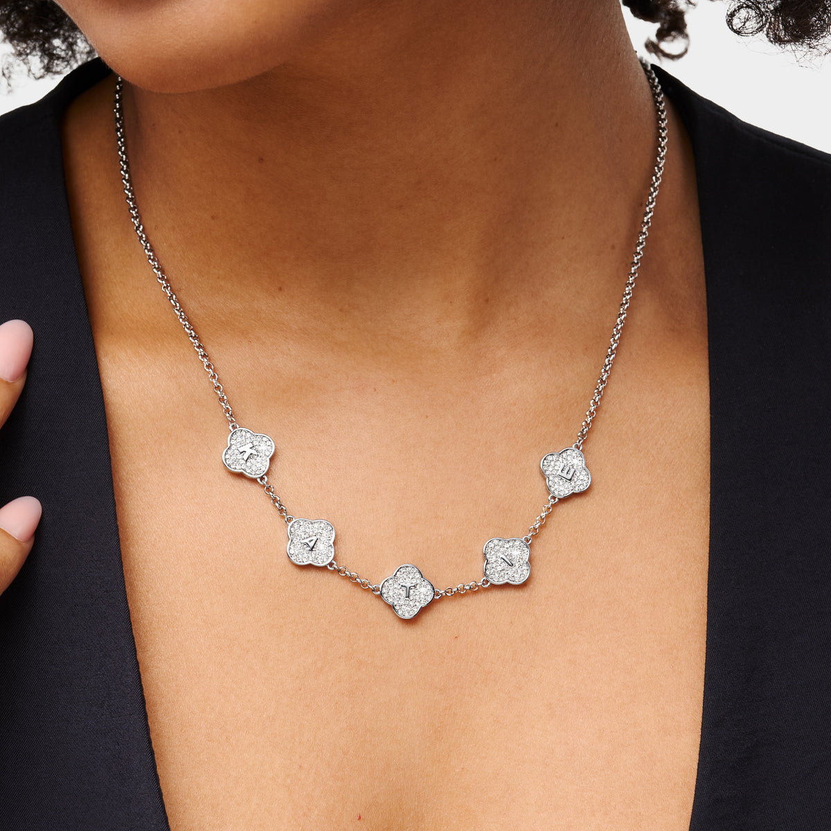 Shimmer Pavé Clover Necklace (Silver) – Abbott Lyon