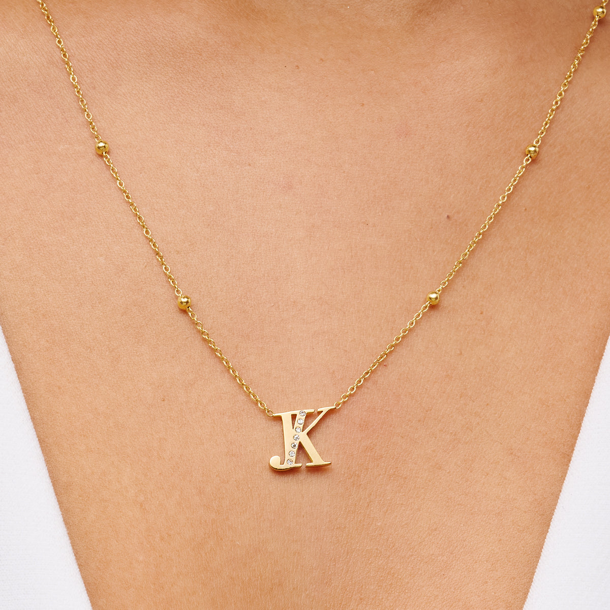 Double Initial Crystal Necklace (Gold) – Abbott Lyon