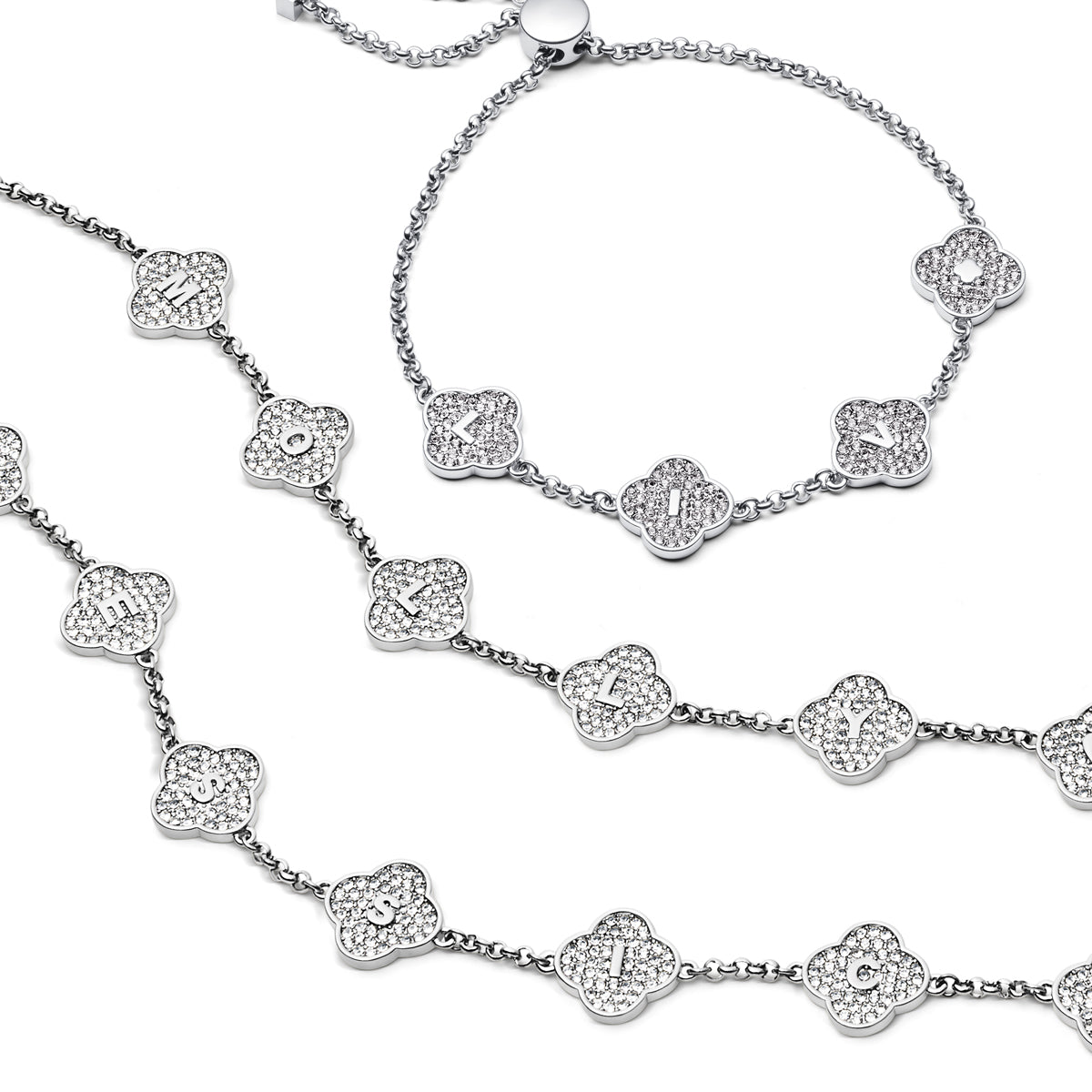 Shimmer Pavé Clover Bracelet (Silver) – Abbott Lyon
