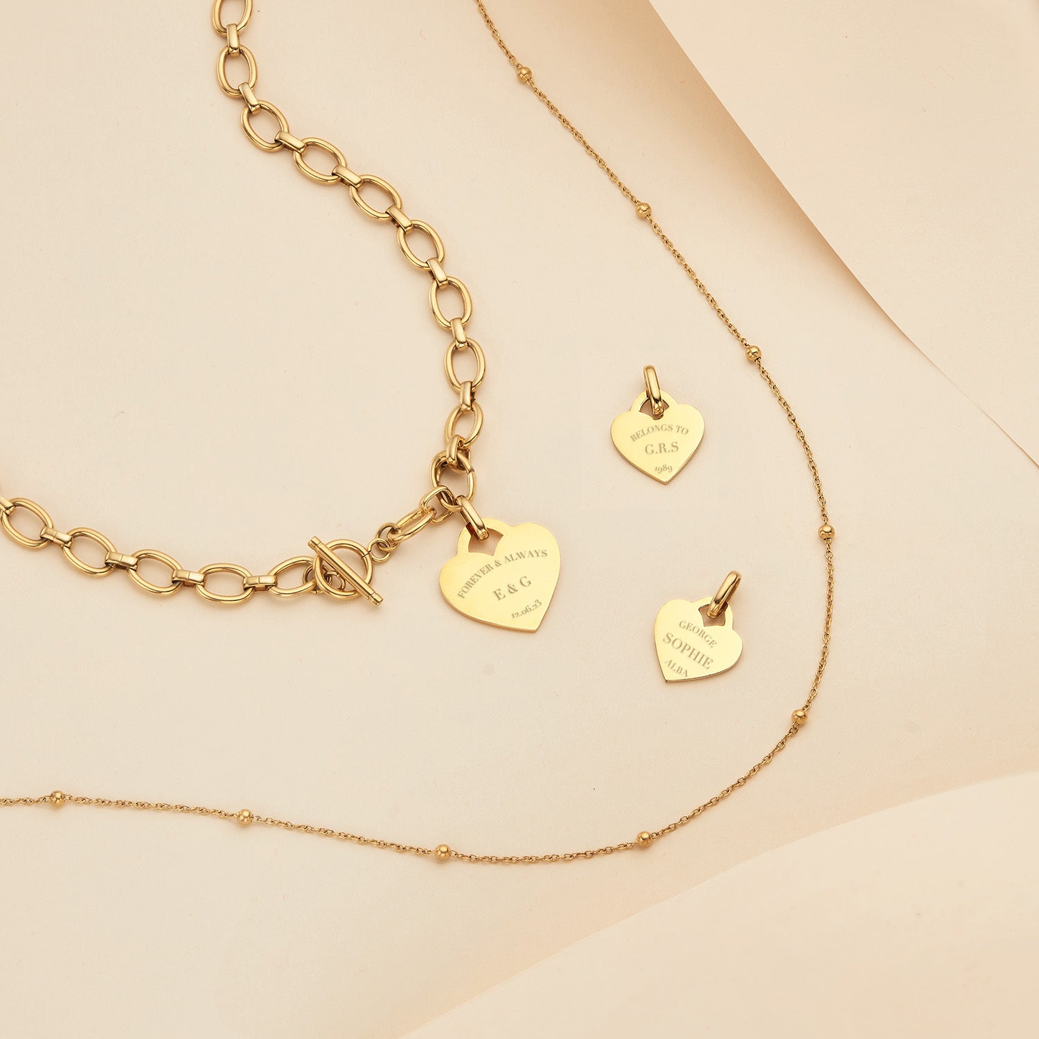 Double Heart Token Necklace (Gold) – Abbott Lyon