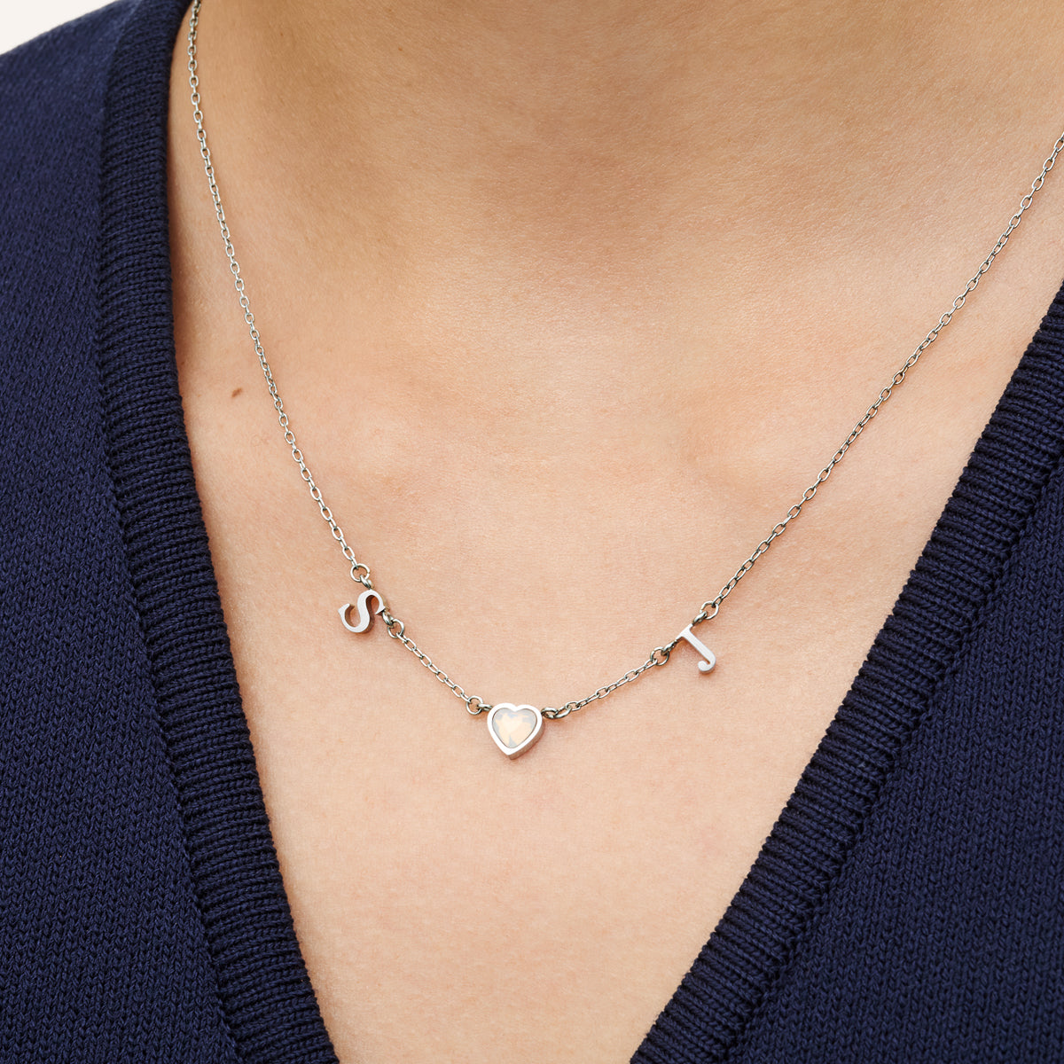 Made Mine Initials & Birthstone Necklace (Silver) – Abbott Lyon