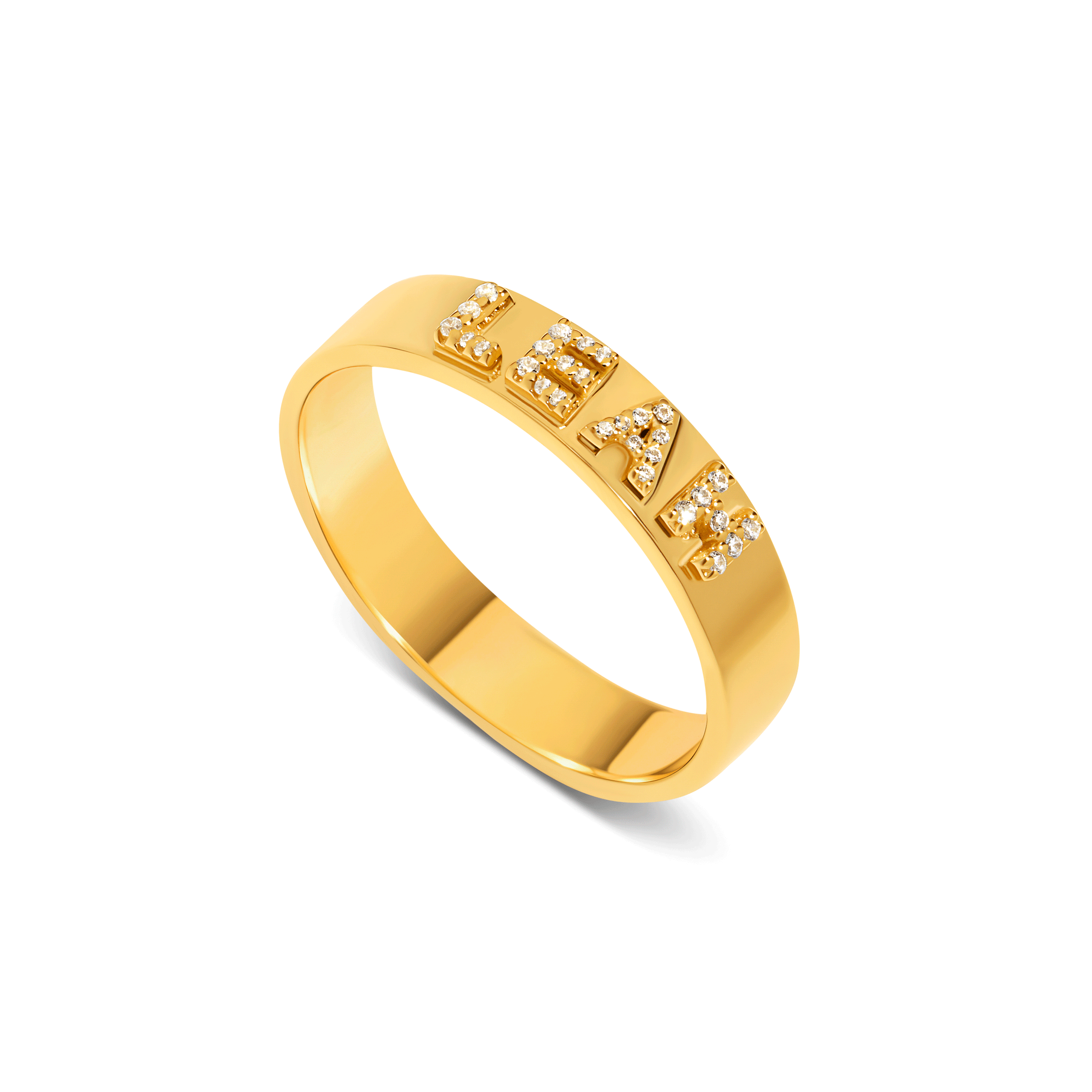 Fine Pavé 3D Name Ring (Gold) – Abbott Lyon