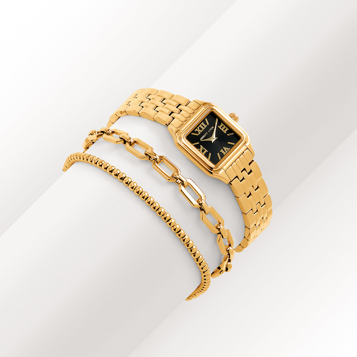 Black Essence Watch & Chain Bracelet Set (Gold) – Abbott Lyon