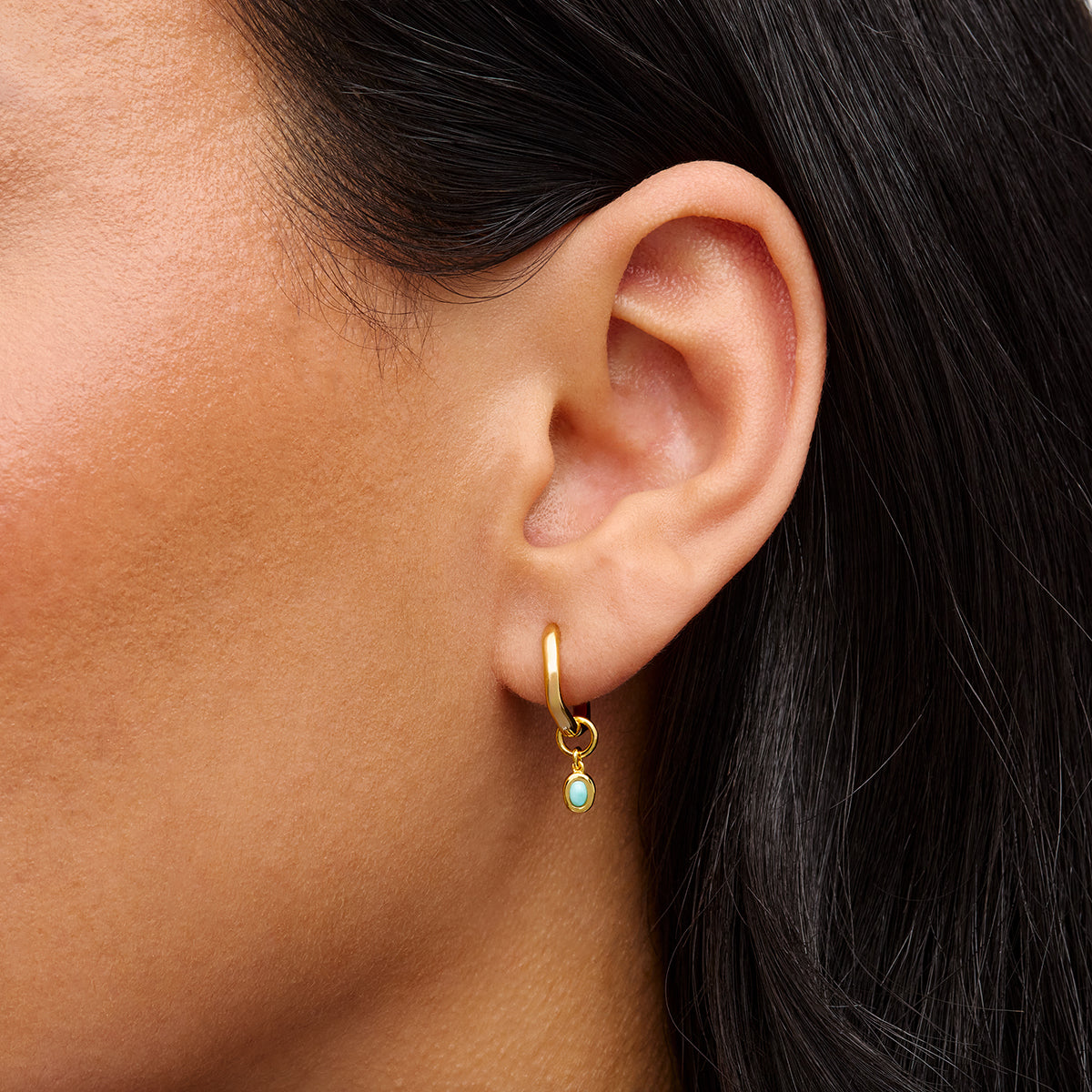 Fine Molten Huggie Earrings (Gold) - Amazonite – Abbott Lyon