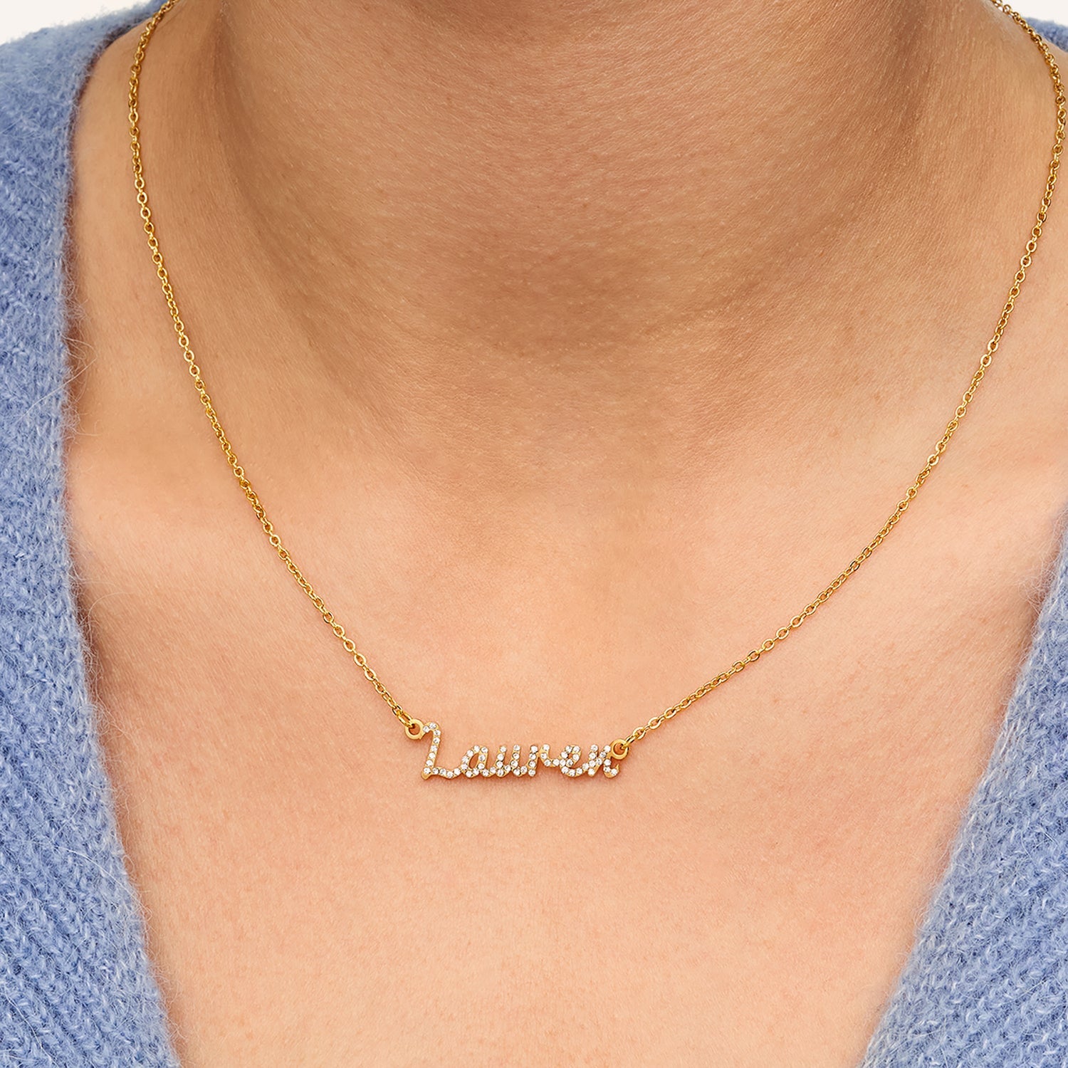 Crystal Cursive Name Necklace (Gold) – Abbott Lyon