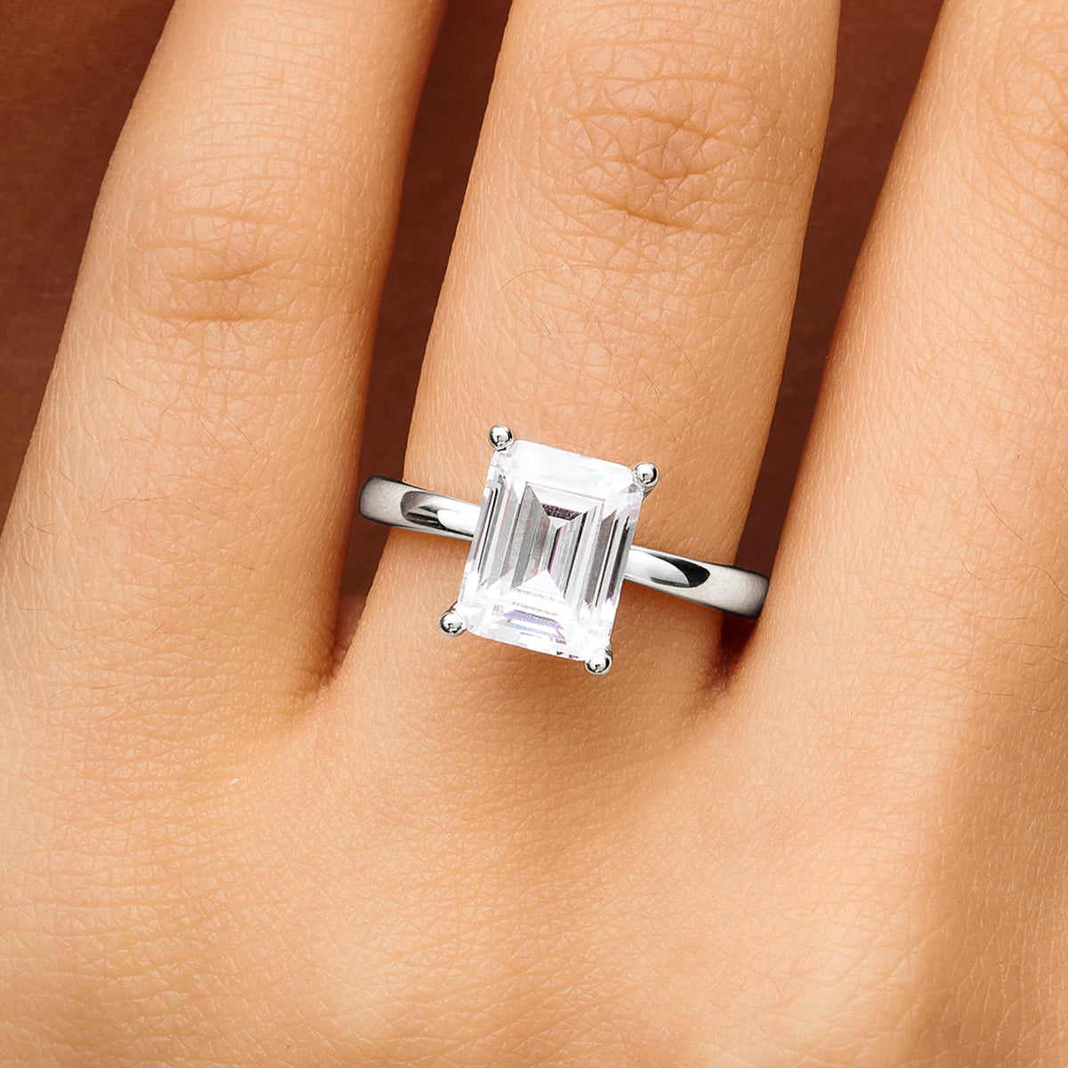Emerald Cut Solitaire Ring (Silver) – Abbott Lyon