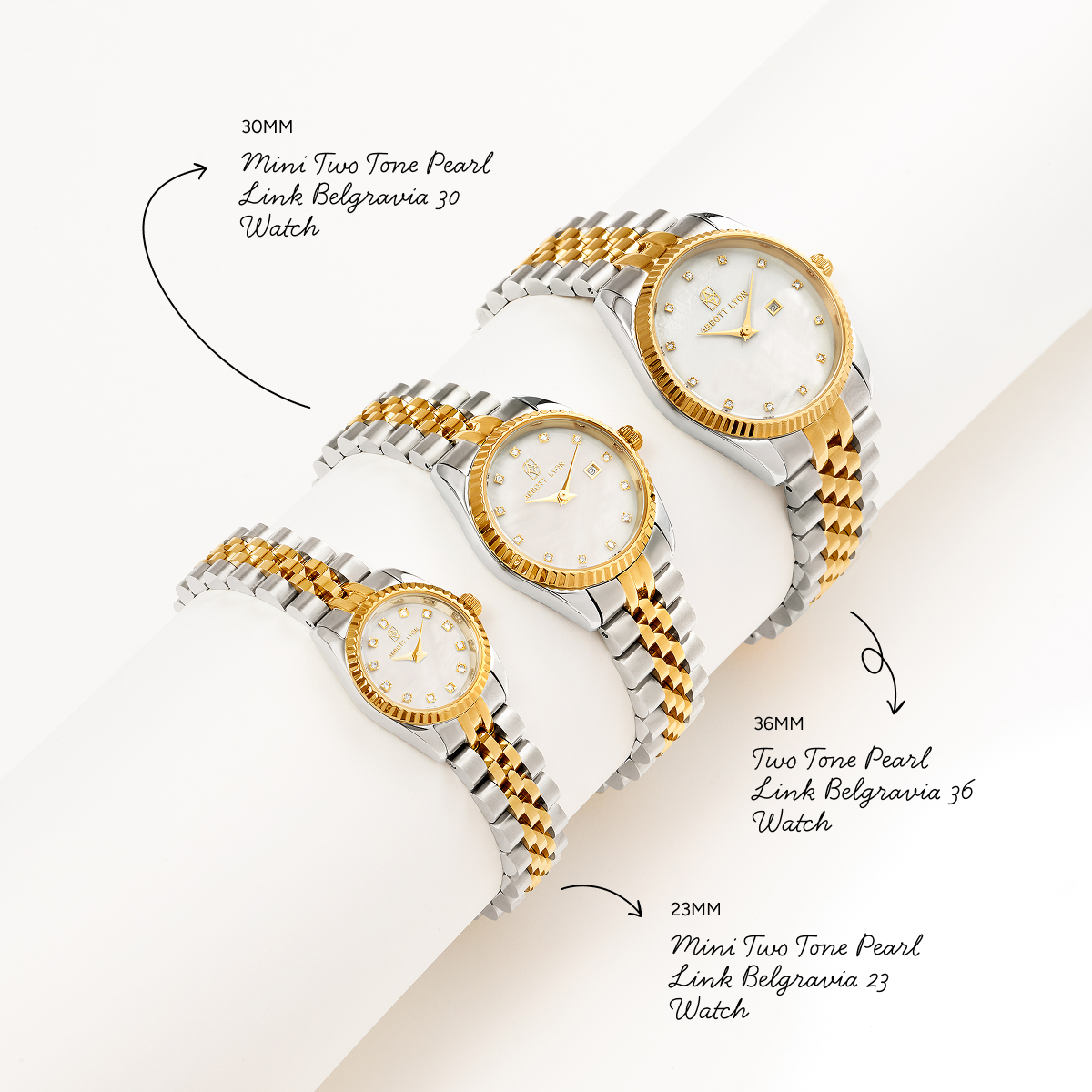 Mini Two Tone Pearl Link Belgravia 23 Watch – Abbott Lyon